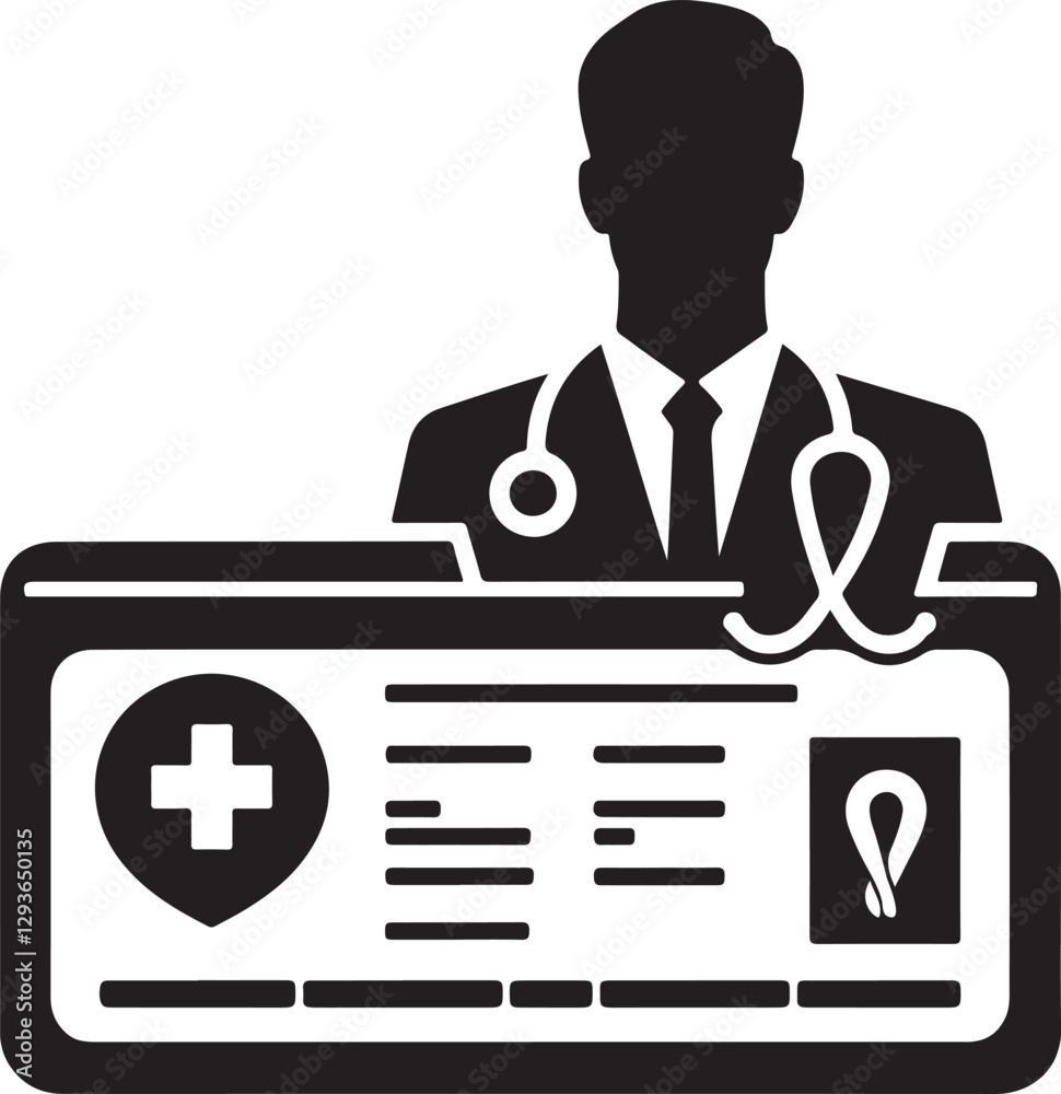 Stock-Vektorgrafik „Health insurance card silhouette icon. Simple ...