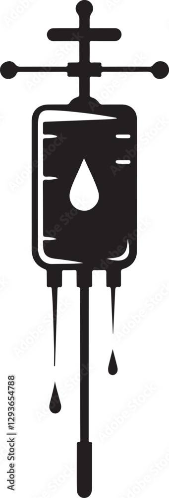 IV drip silhouette icon. Medical infusion, hospital treatment, and ...