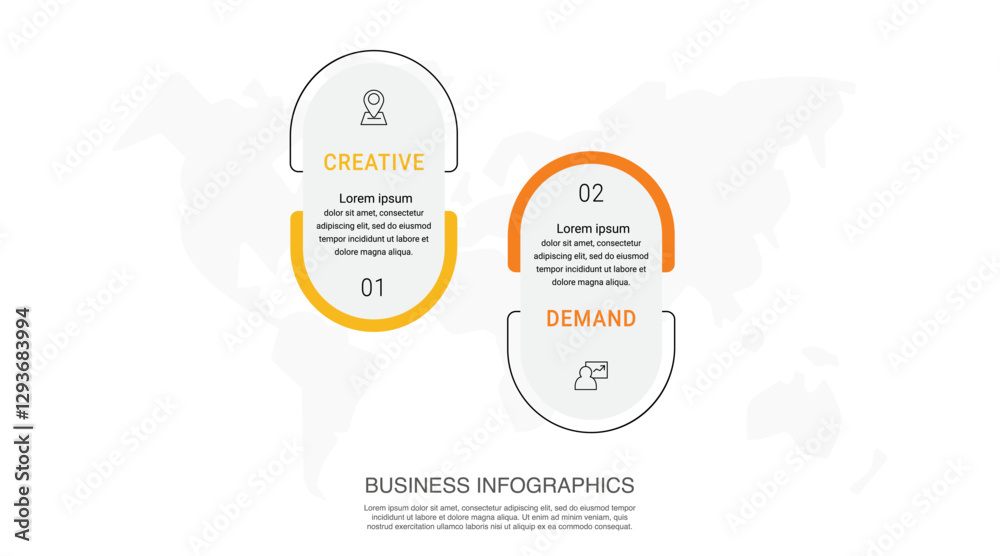 Vector line infographics with 2 circles. Business concept graphic ...