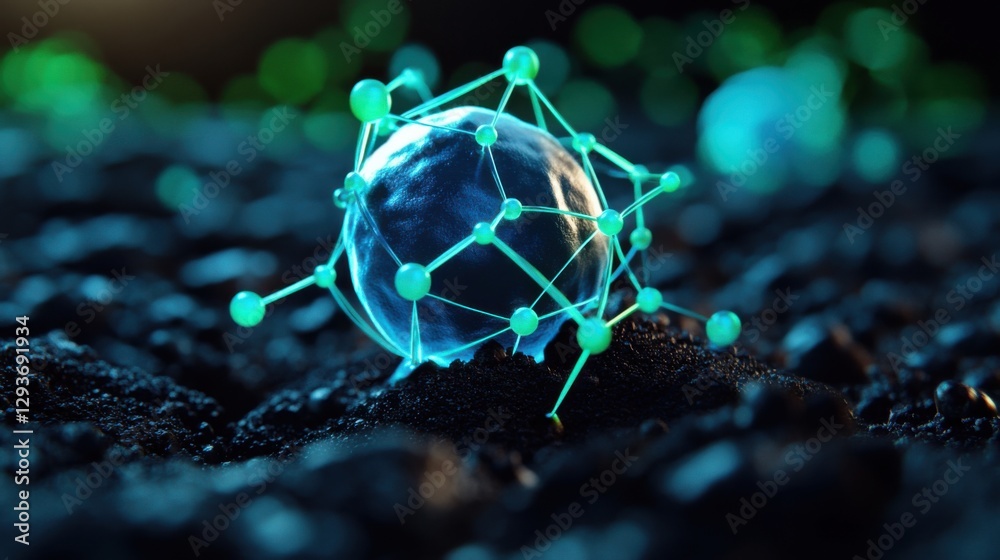 Nitrogen cycle in nature, digital visualization of nitrogen fixation in ...