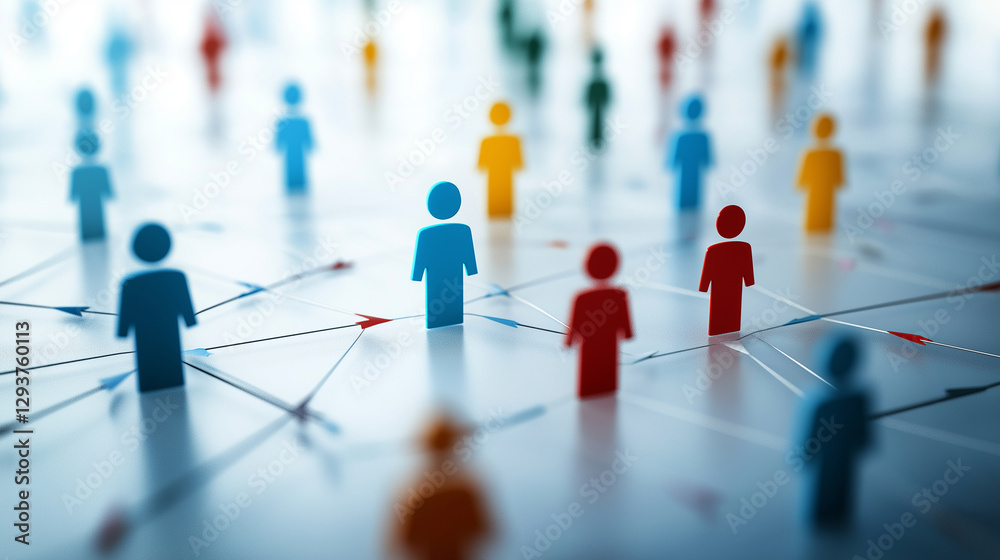 A corporate hierarchy diagram with color-coded figures linked by arrows ...