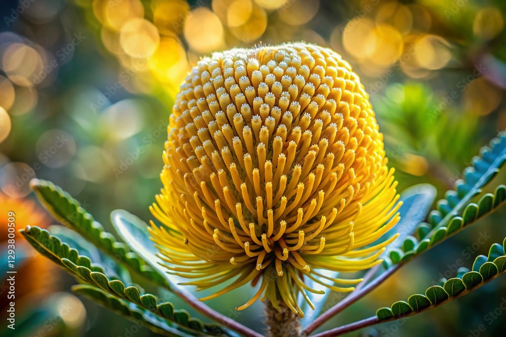 Ilustración de Stock Aboriginal Dot Painting Art with Yellow Banksia ...
