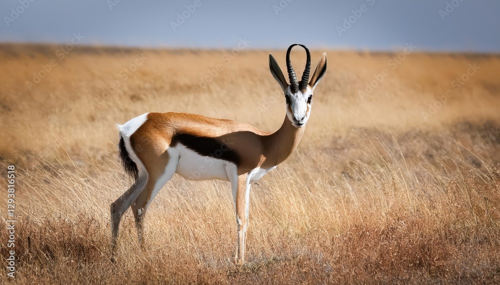 Isolated Springbok against African Savannah Majestic Wildlife Portrayed ...