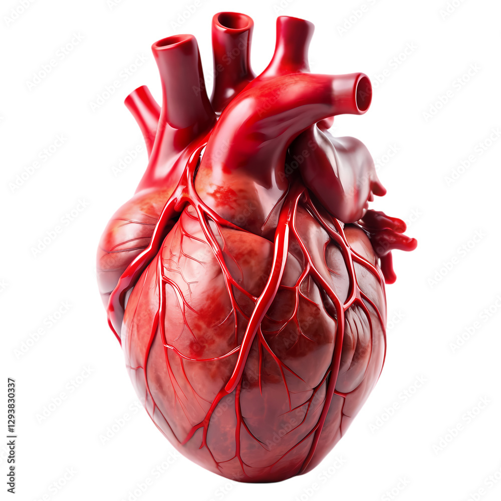 Realistic Human Heart Anatomy Medical 3D Model Red Vessels body vein ...