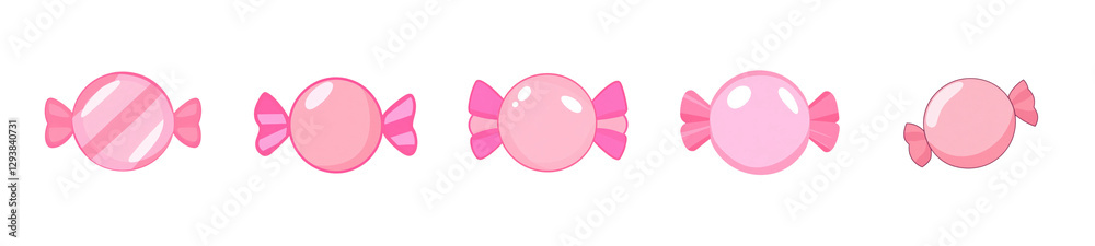 Pink Pixel Art Candies Five Stages of a Sweet Design on Transparent ...