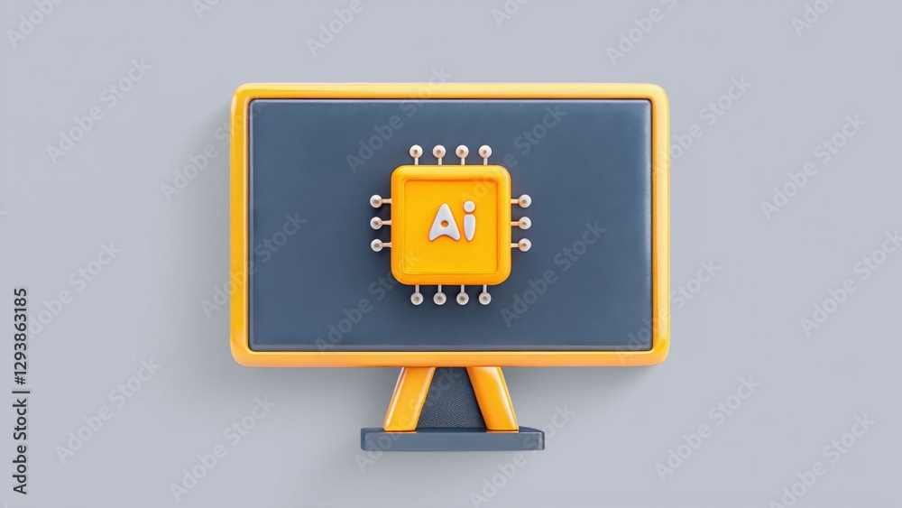 tech education with AI and e-learning platforms 3D concept. Digital ...