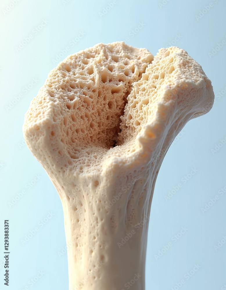 Detailed close-up of cross section of cancellous bone structure with ...