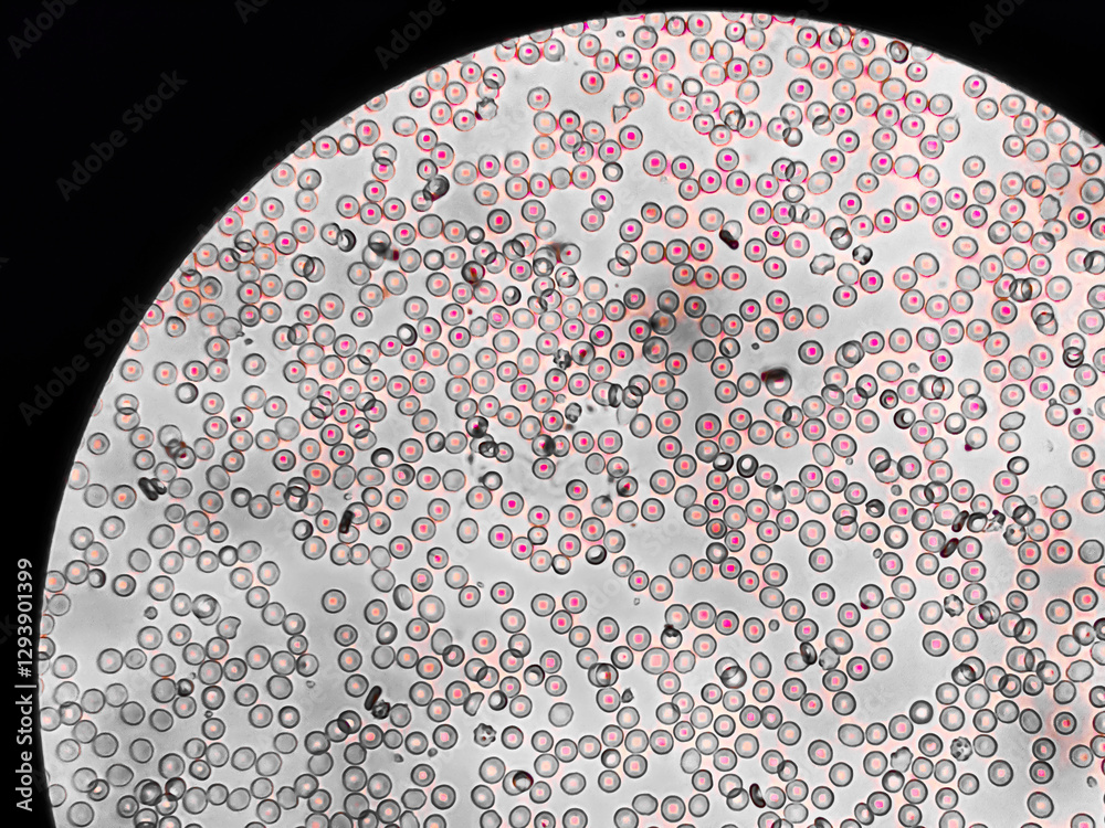 Human blood under a microscope. You can see erythrocytes - red blood ...