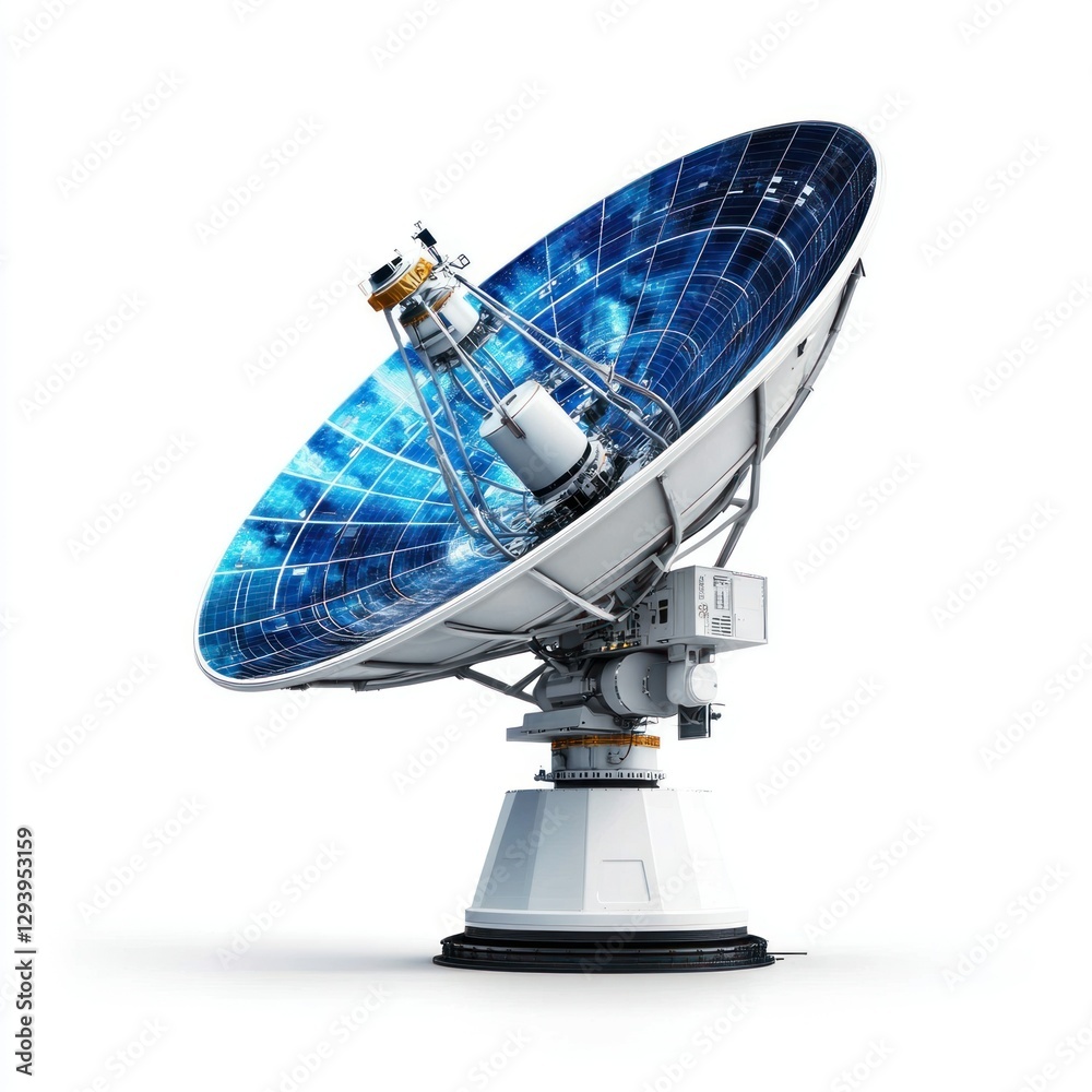 Professional image of a global communication satellite dish with a ...