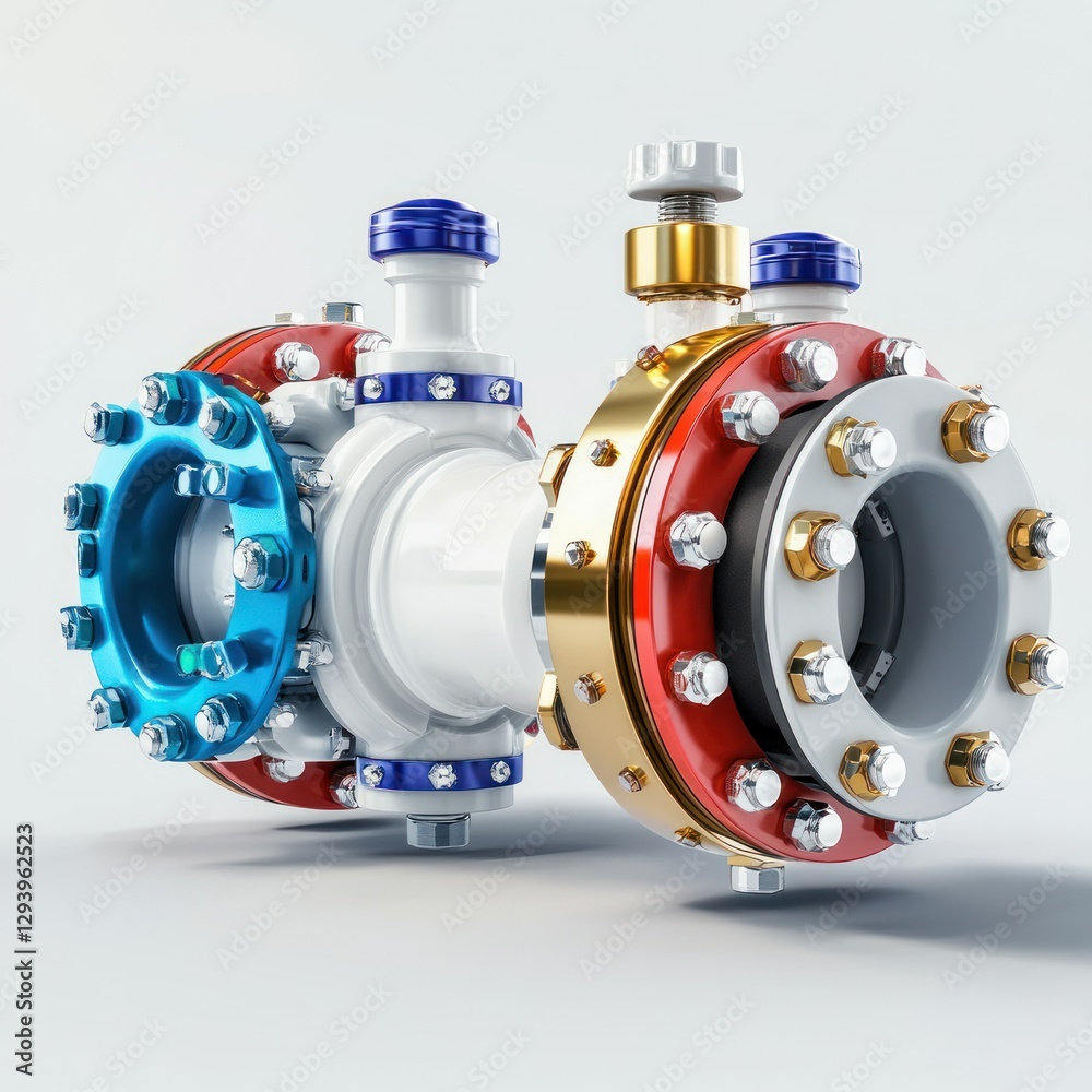 Professional image of an oil pipeline manifold with a seamless white ...