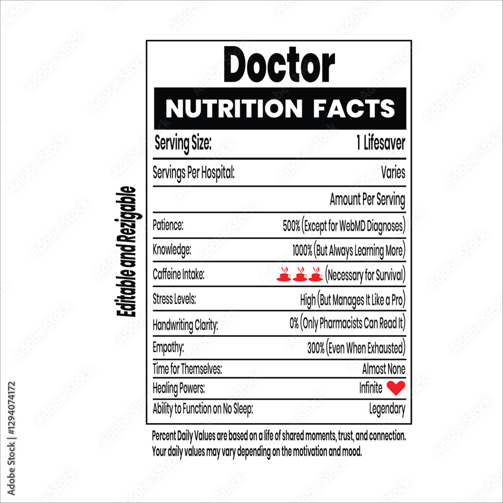Funny Doctor Nutrition Facts Label, Doctor, nutrition facts label ...