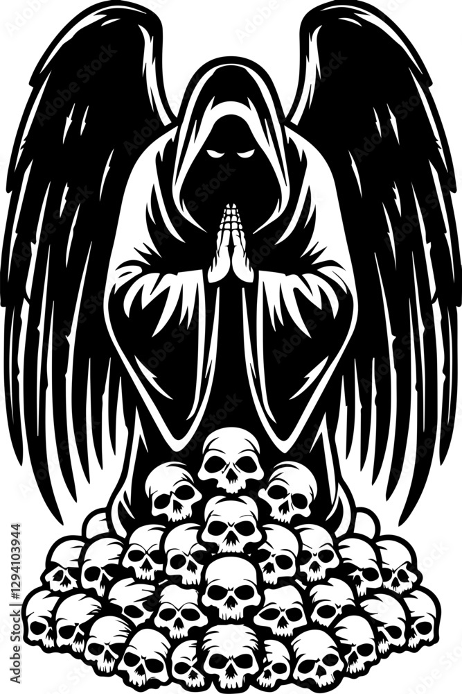 Dark fantasy vector features a Grim Reaper skeleton in SVG format.Dark ...