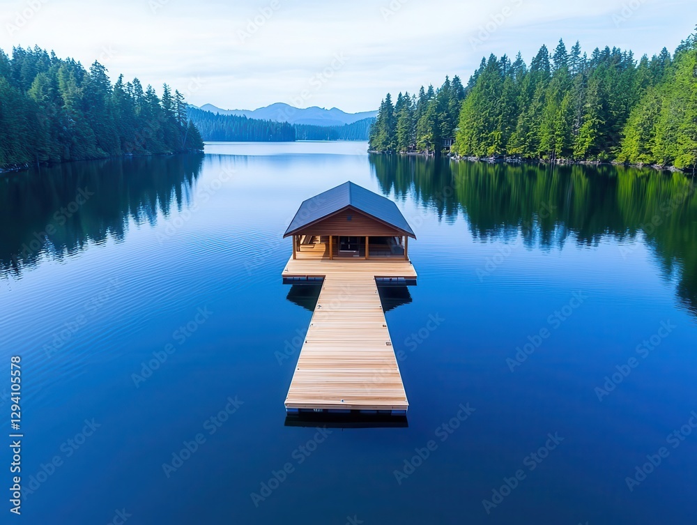 Exclusive lakeside estate with floating dock and private boathouse ...