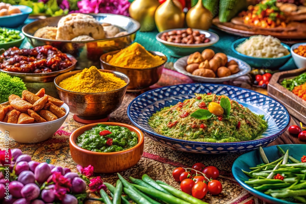 Macro Photography of Colorful Iranian Nowruz Haft-Seen Table Setting ...