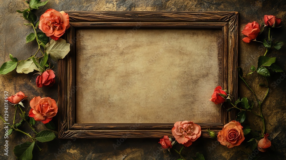 Blank vintage picture frame, isolated, elegant antique design, empty ...