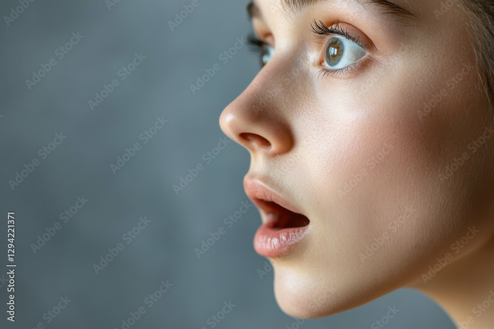 Hyperthyroidism. Closeup of Woman's Face with Grave's Disease Symptoms ...