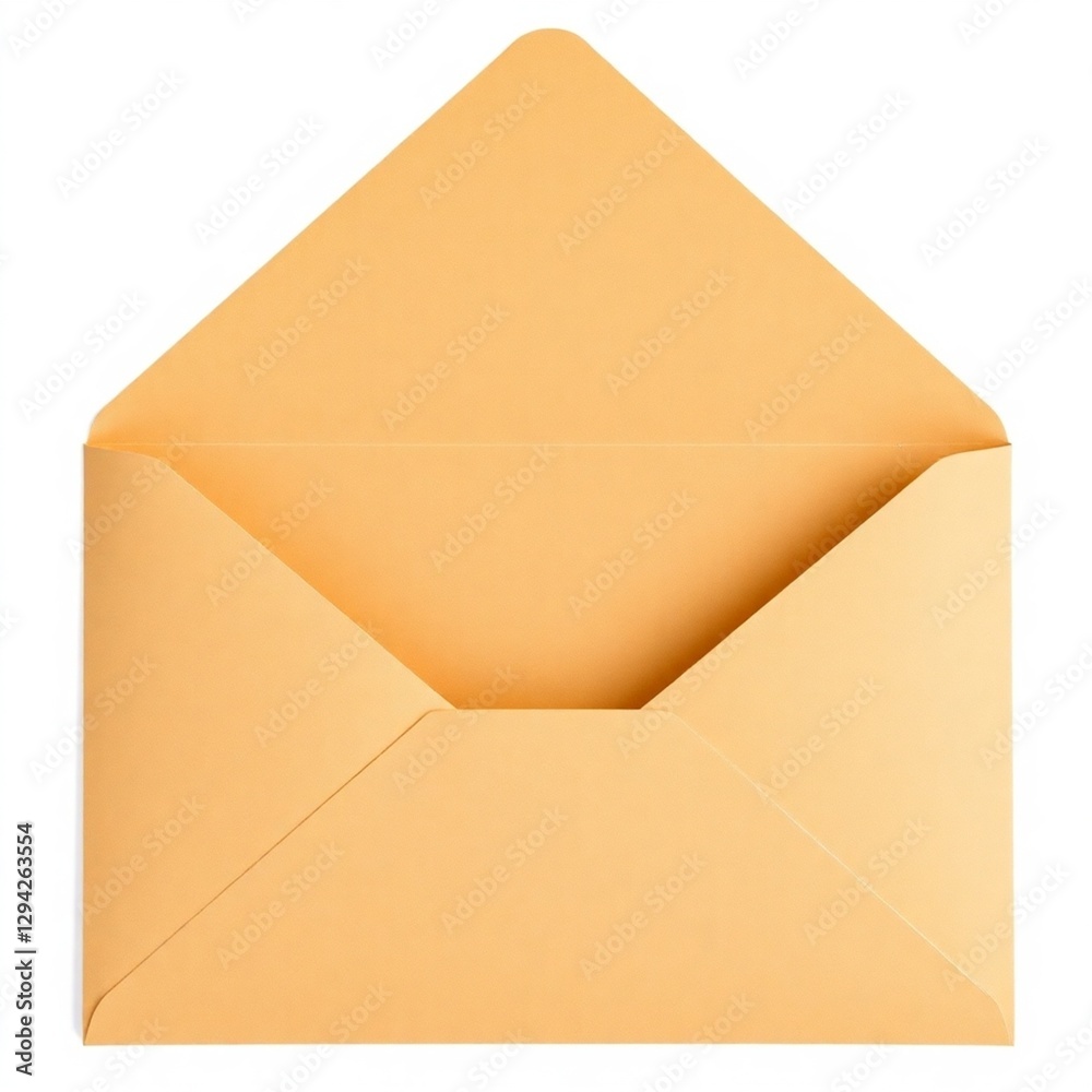 High-resolution stock photo of an open brown paper envelope with a ...