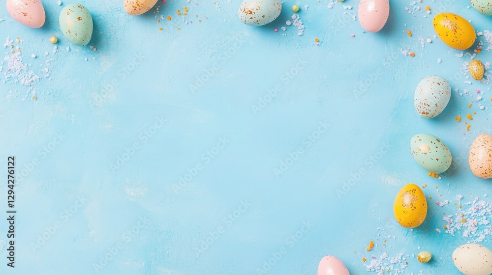 Easter themed wallpaper with pastel - colored eggs and colorful ...