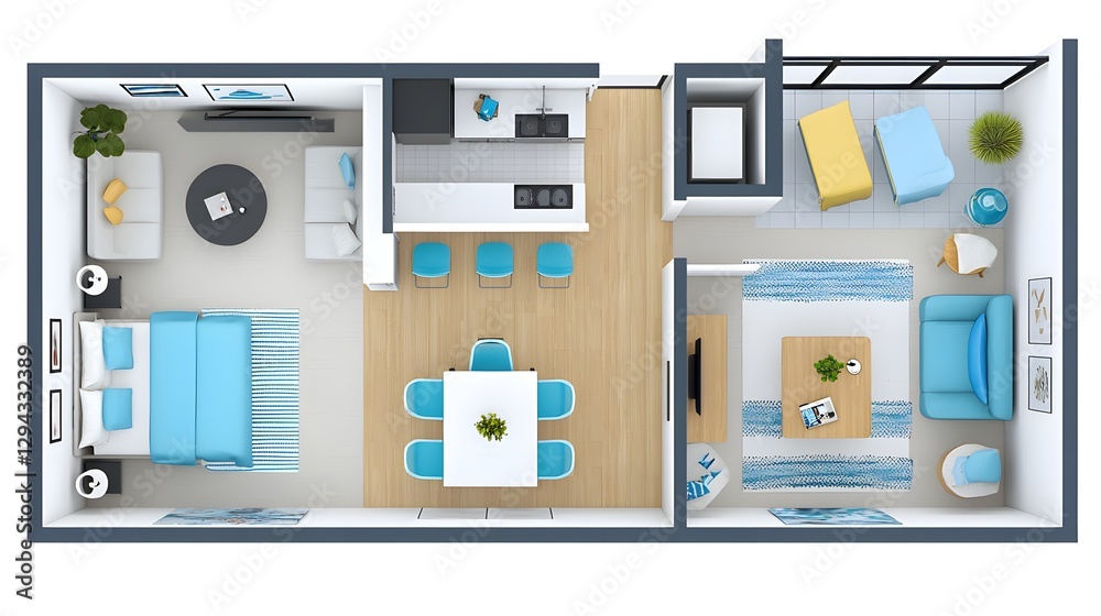Futuristic 3D minimalist floor plan showcasing the innovative design of ...