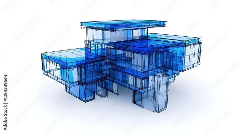 Hyper detailed 3D technical blueprint of an off grid smart home ...