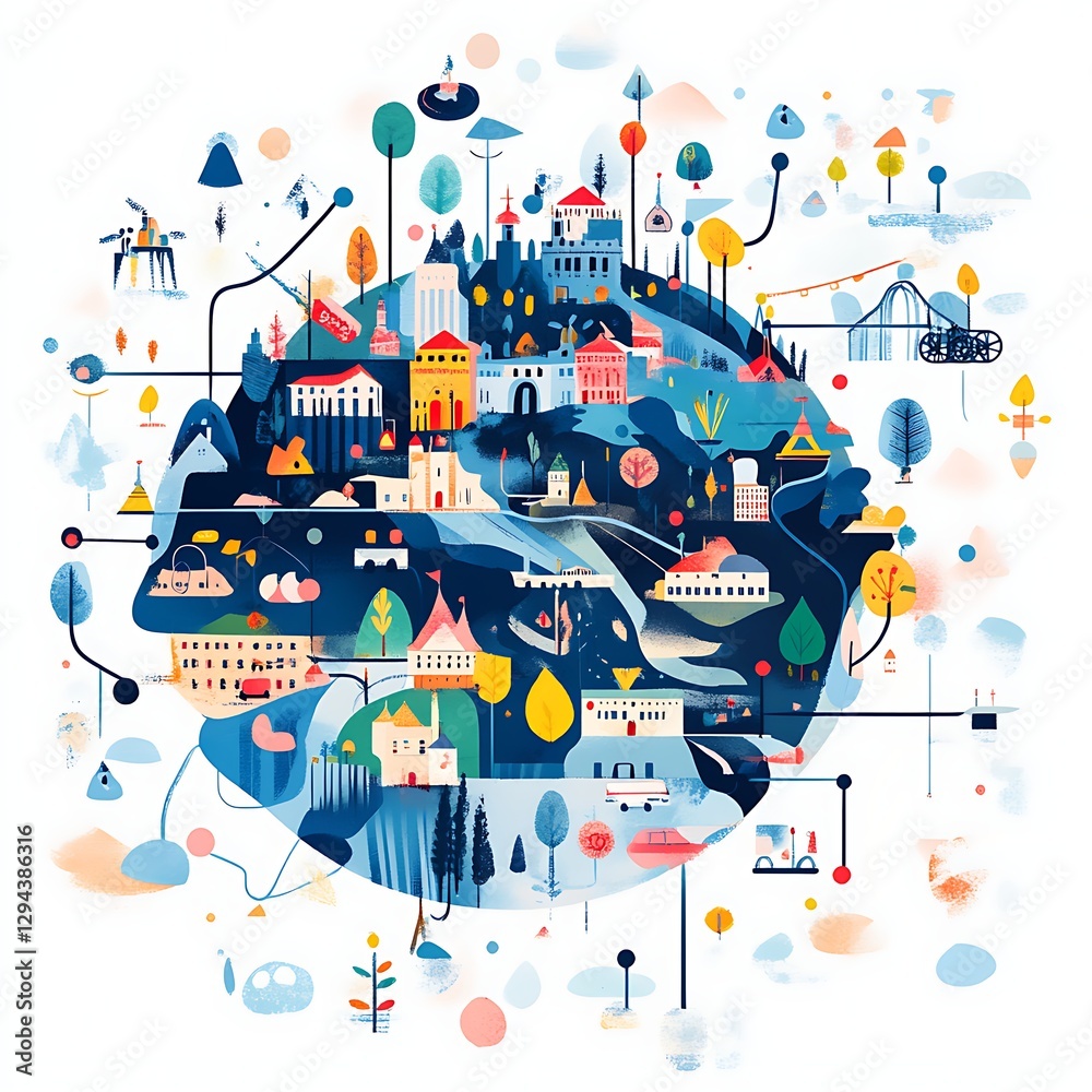 Visualizing modern globalization with world map diagram design high ...