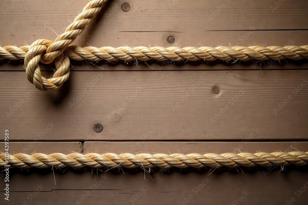 Nautical Rope Detail on Rustic Wooden Planks Creates a Striking Visual ...