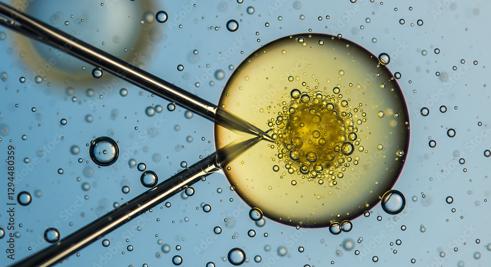 Microscopic image of cell manipulation with needle for fertility ...