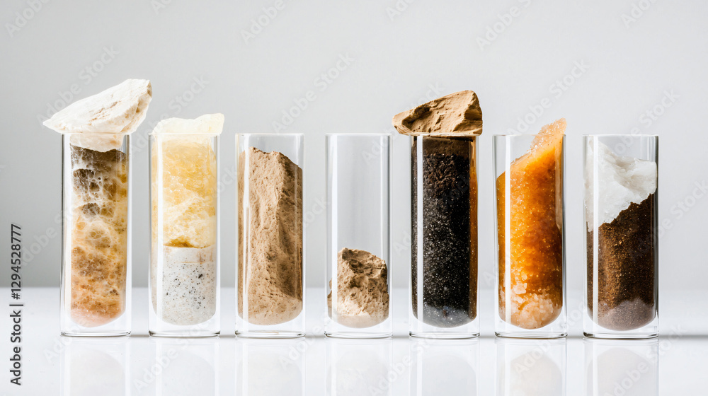 Foto de Stock laboratory soil sample cylinders showing varying porosity ...