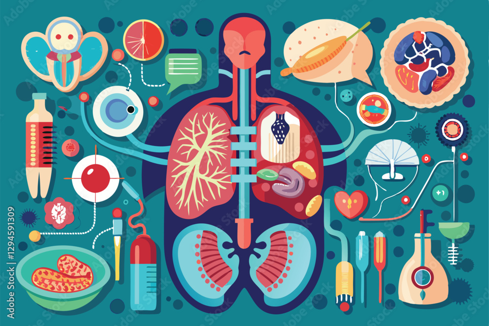 Detailed representation of human internal organs showcasing their ...