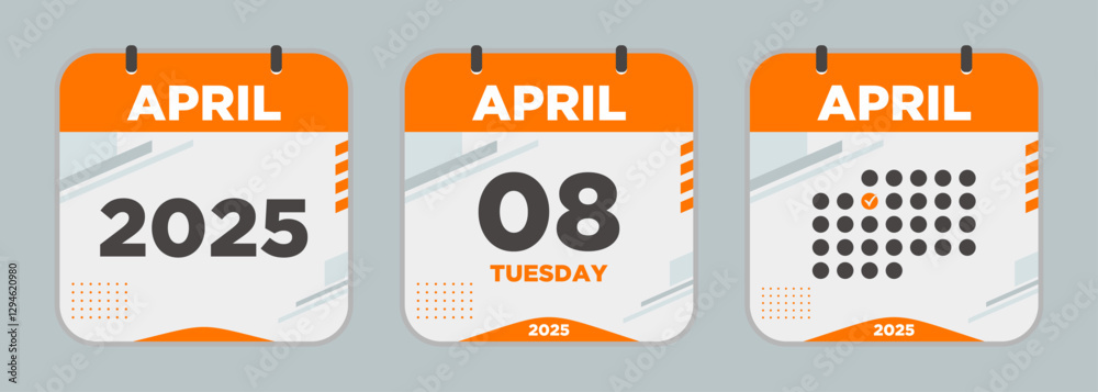 Modern Calendar icon. April. 2025 8 day. The concept of waiting for an ...