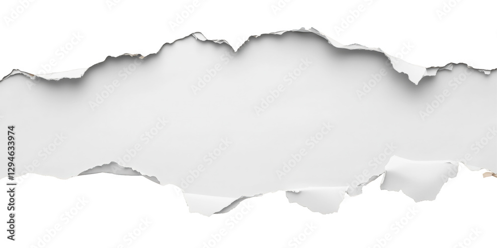 Torn Paper Banner: A horizontal banner of ripped paper with a ragged ...