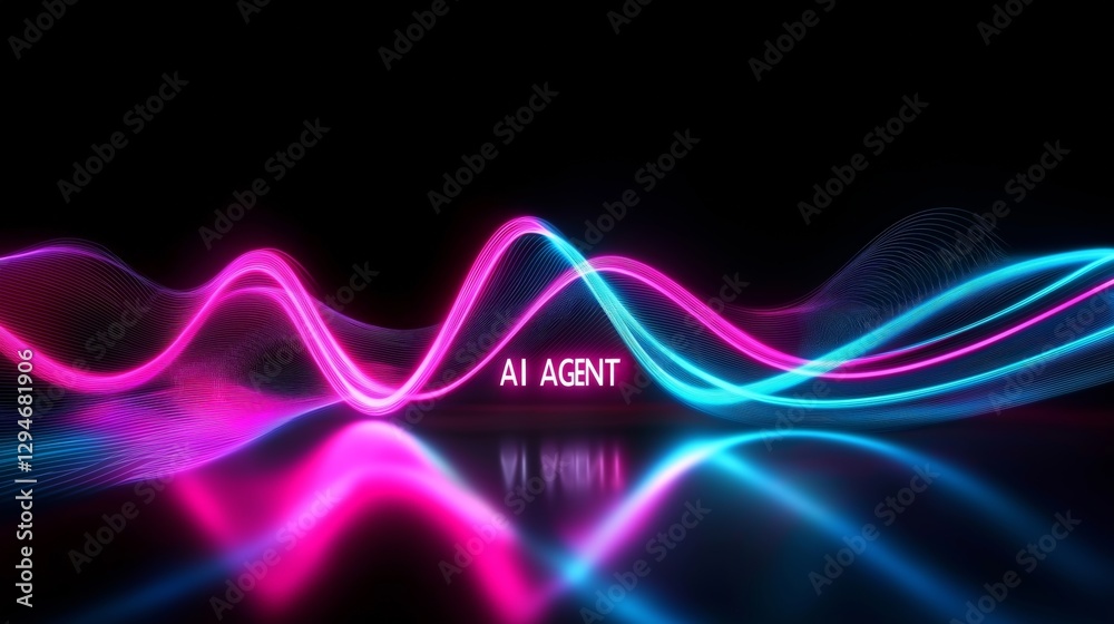 The text AI agent on a neon cyberspace background symbolizing agentic ...