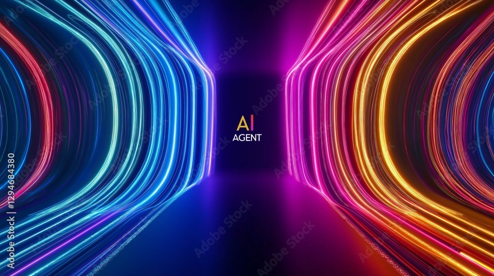 The text AI agent on a neon cyberspace background symbolizing agentic ...