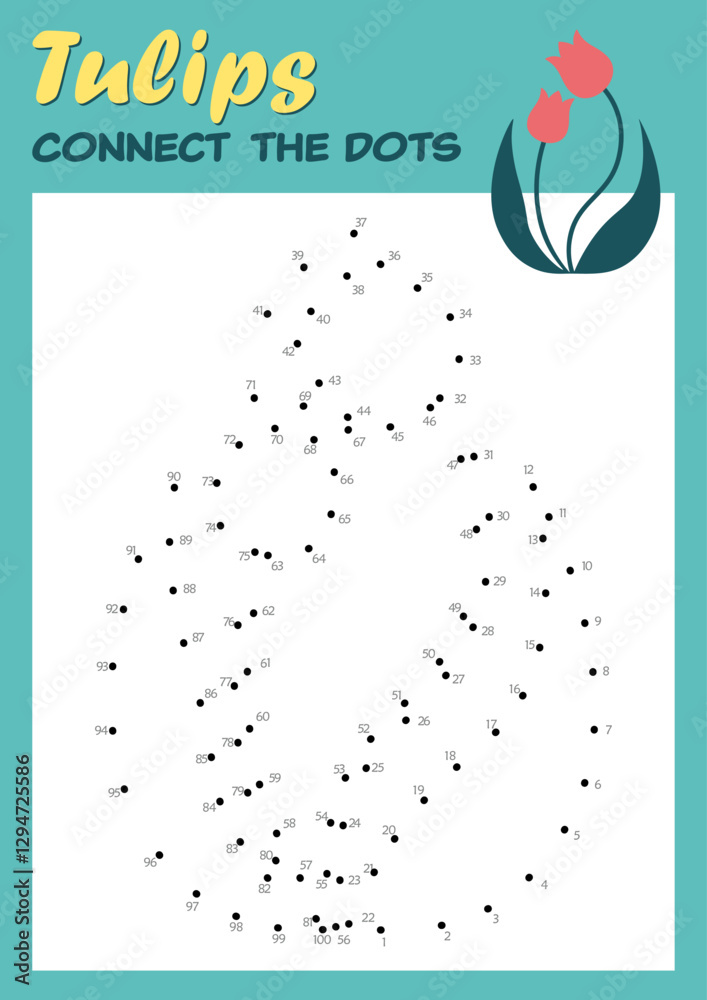 Connect the dots from 1 to 100 and color. Spring educational game with ...