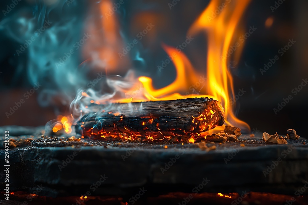 Macro photography of lit matchstick flames and glowing ember textures ...