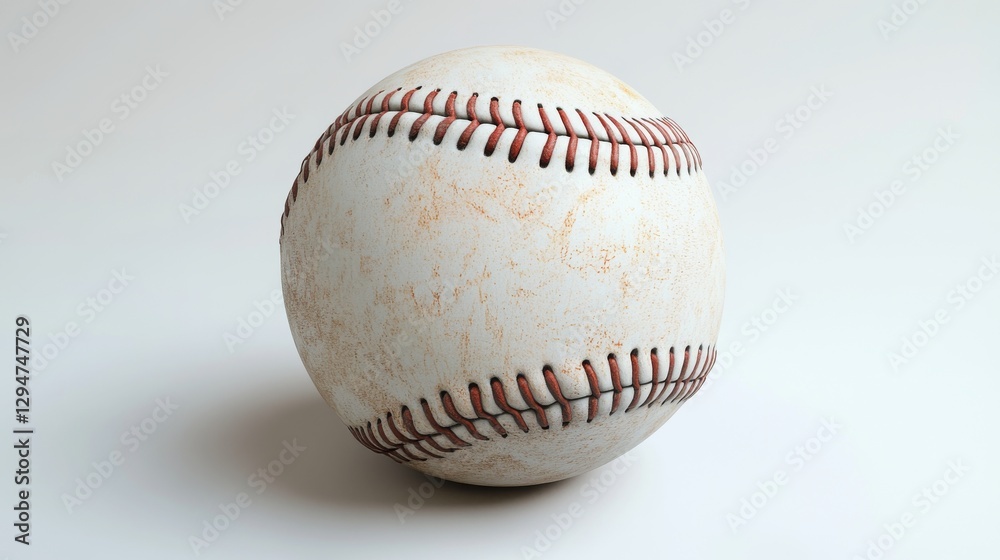 The baseball is represented with detailed red stitching that curves and ...