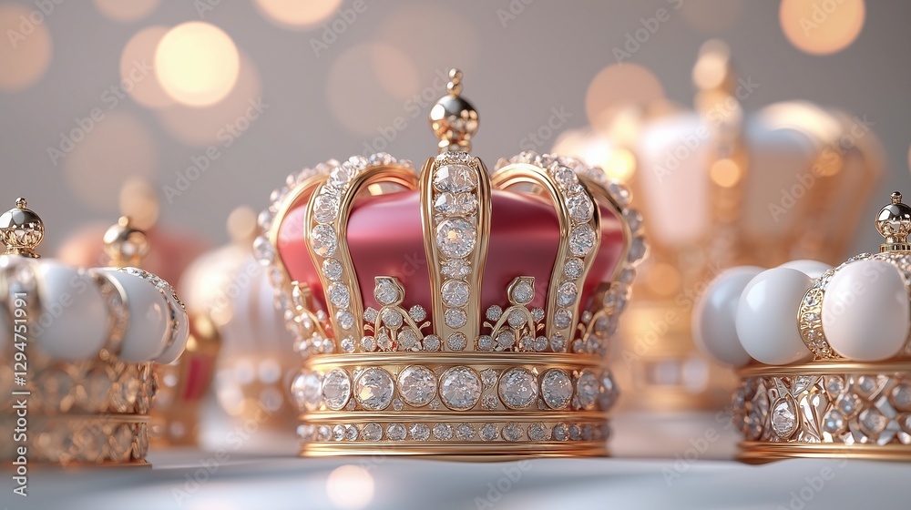 Golden crowns 3d model. A crown king in 3d. A transparent background ...