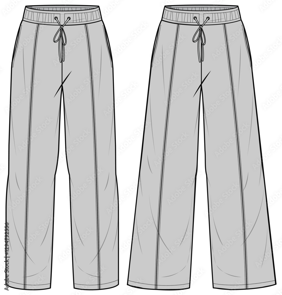 Front Seam in Wide Leg Pant, Front Seam Straight Cut Pant Fashion ...