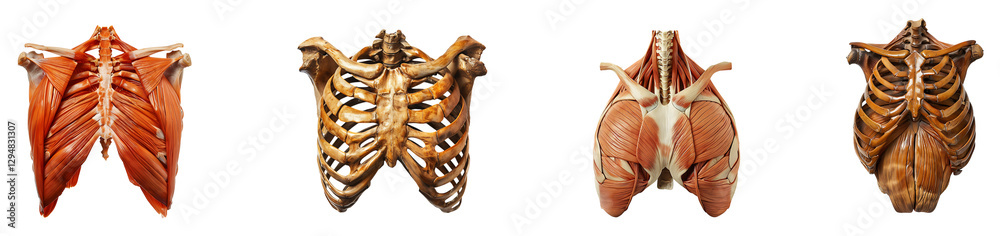 Human body ribs cage on transparent background collection set Stock ...