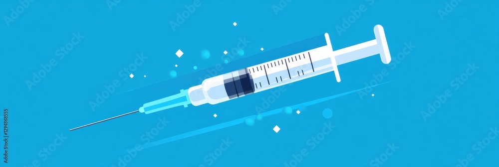 Syringe in motion with bright background highlighting medical ...