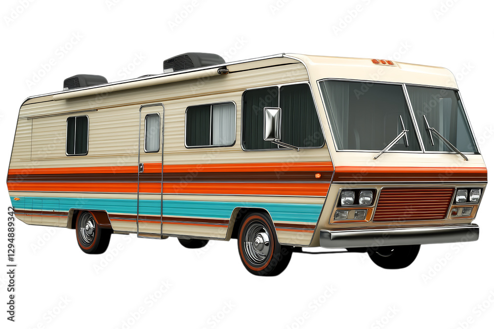 Vintage RV motorhome isolated. Classic retro camper with colorful ...