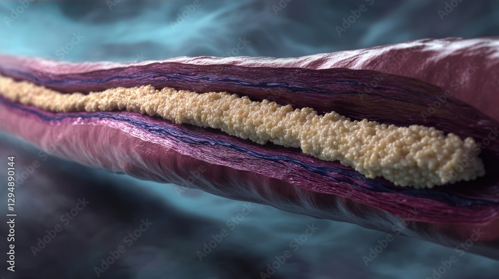 Detailed Cross Section of a Blood Vessel Illustrating Atherosclerosis ...