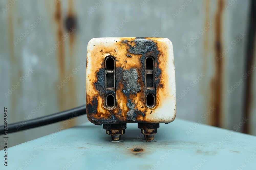 Damaged Electrical Plug Safety Hazard Short Circuit Fire Risk Burnt AC ...