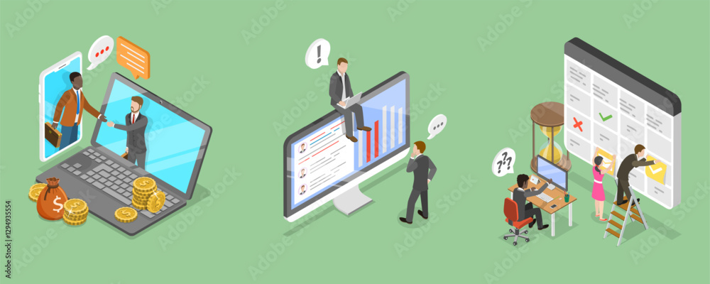 3D Isometric Flat Vector Illustration of Stakeholder Management ...