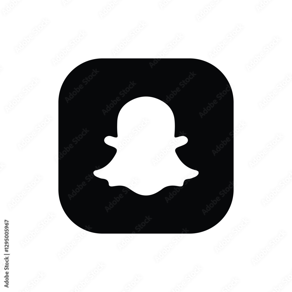 Snapchat Logo Icon, Black White Social Media App Symbol for Digital ...
