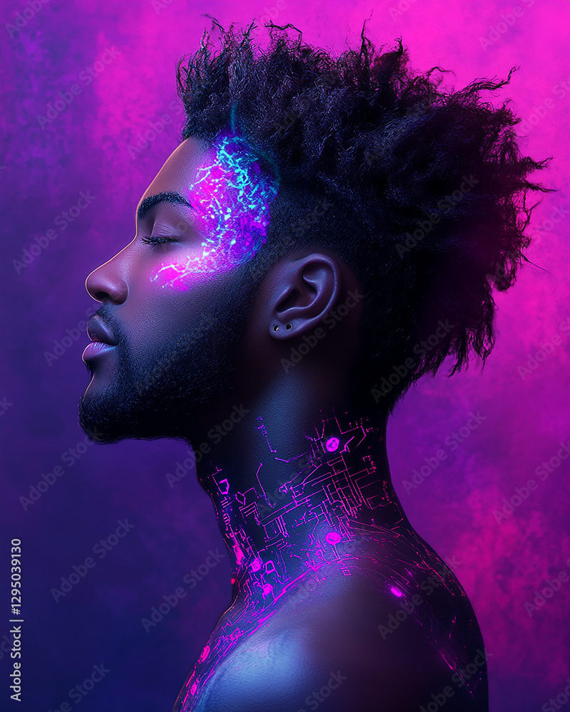 Cyberpunk AI Portrait – Futuristic Cyberpunk AI with Digital ...