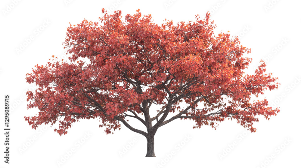 Northern red oak tree (quercus rubra) isolated on transparent ...