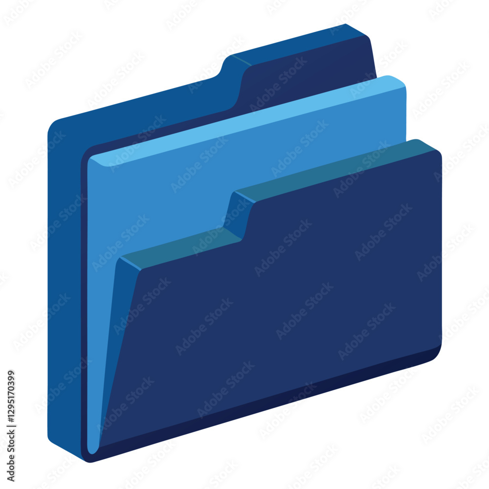 3d folder icon. blue folder icon. blue folder icon with documents Stock ...