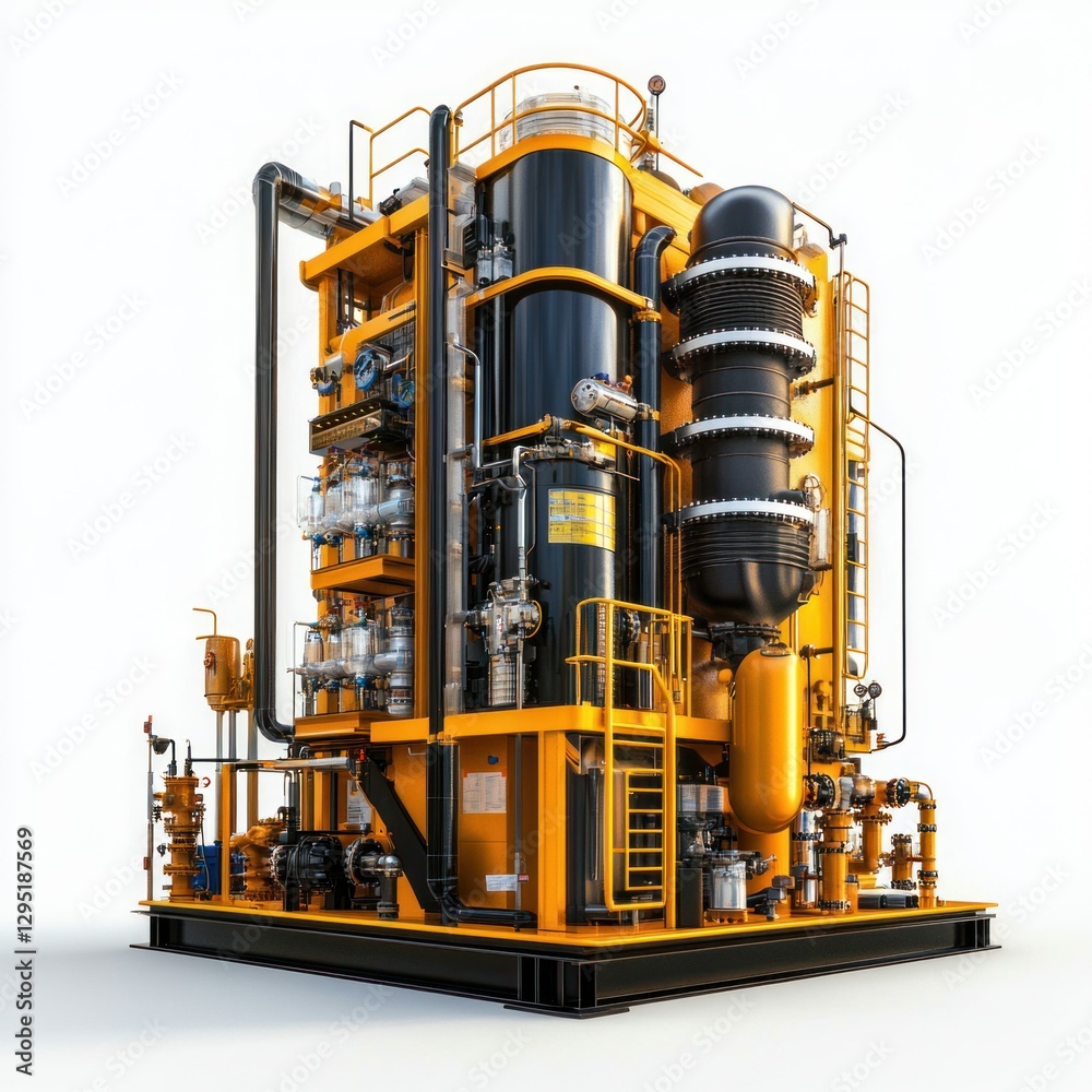 High-resolution image of an oil well thermal recovery system against a ...