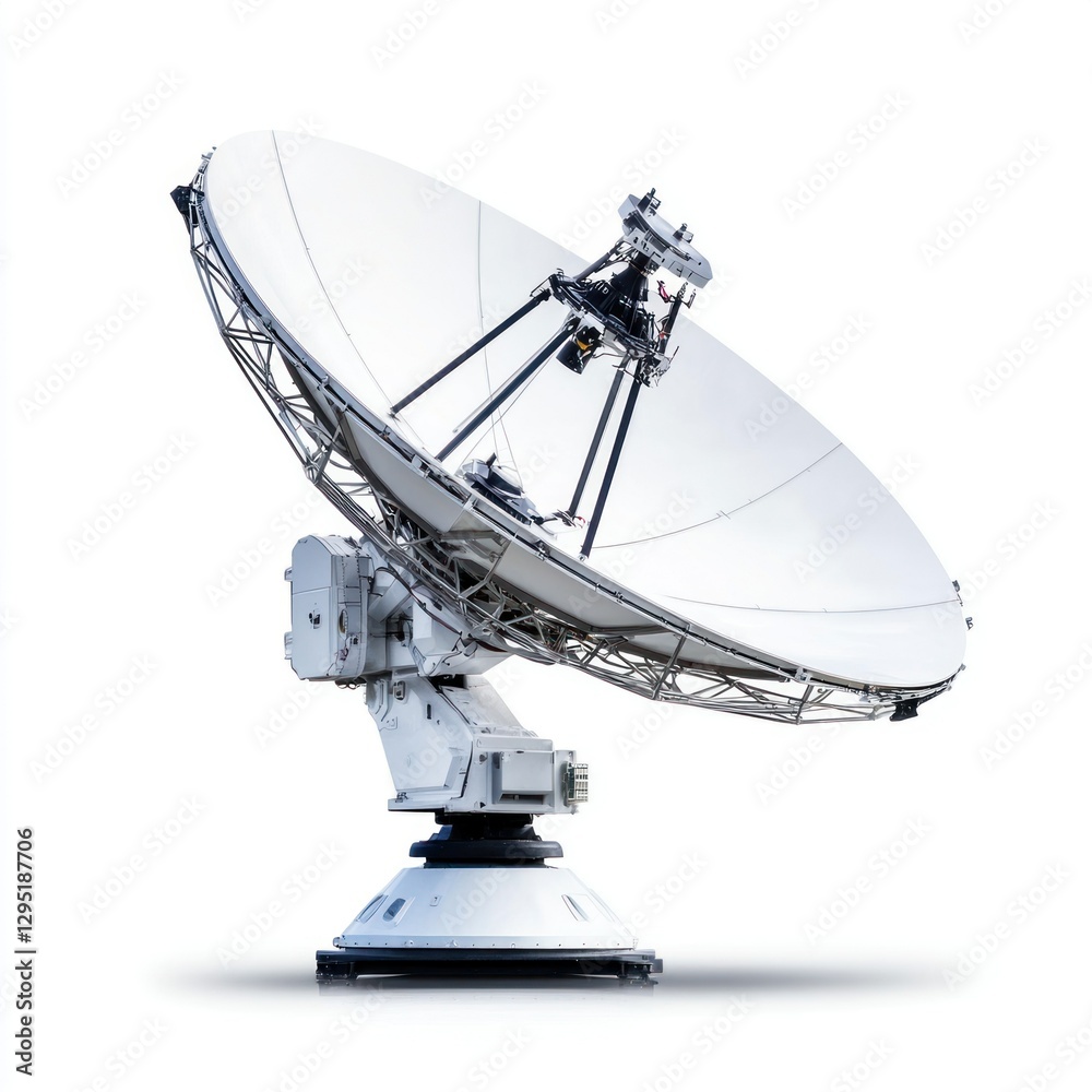 Professional image of a C-band satellite dish with a seamless white ...